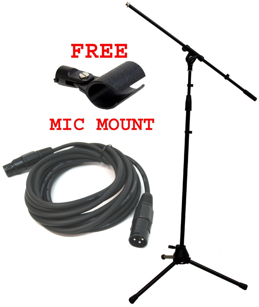 Pro Audio Stage Boom Microphone Stand 15Ft Xlr Cable & Free Mic Mount ...