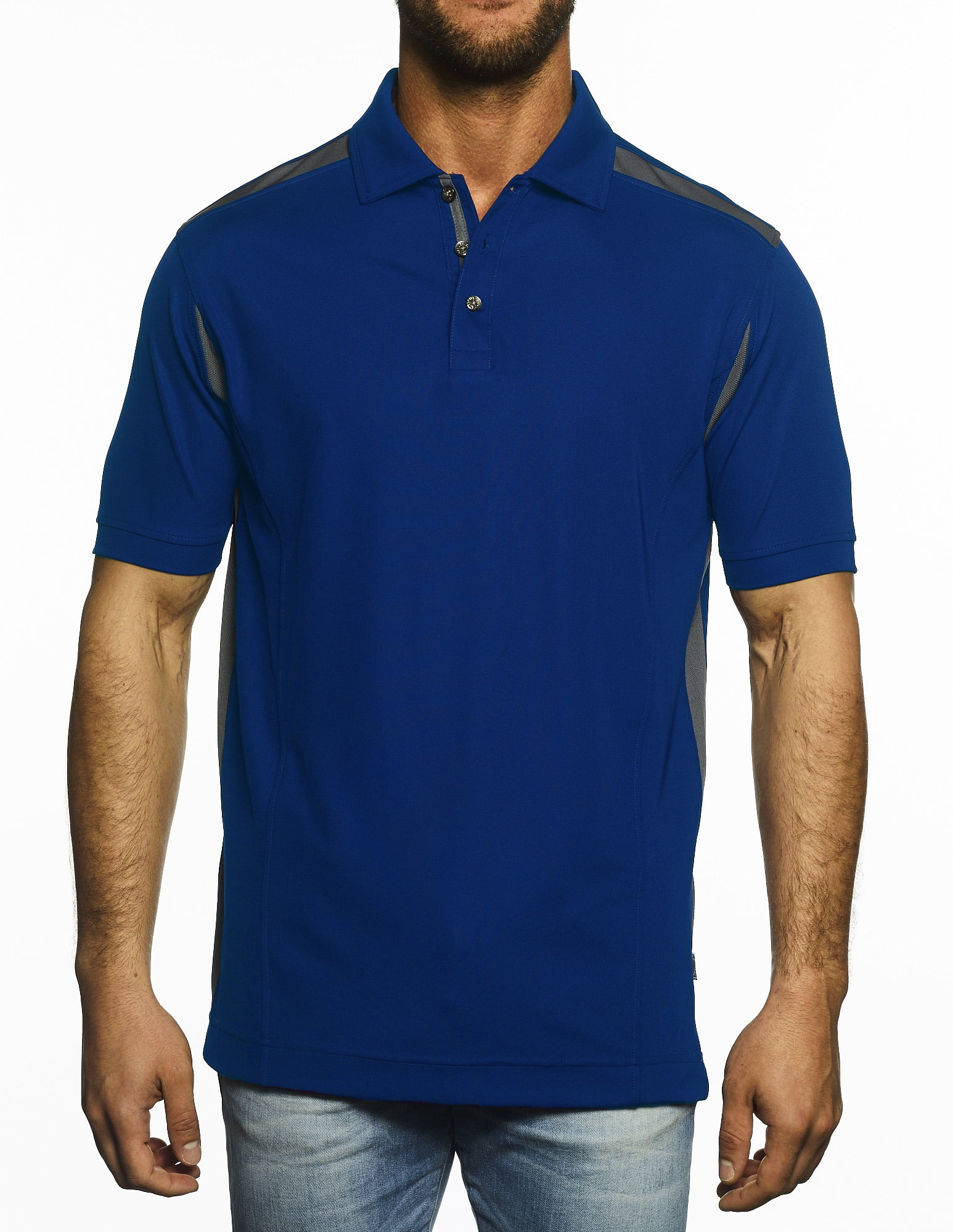 Pro Celebrity Men's CEO Polo Shirt (2X Royal & Graphite) - Walmart.com