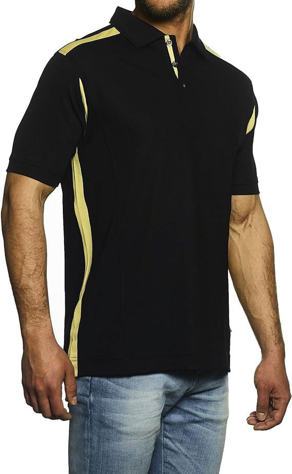 Pro Celebrity Men's CEO Polo Shirt (Medium, Black & Vegas Gold ...