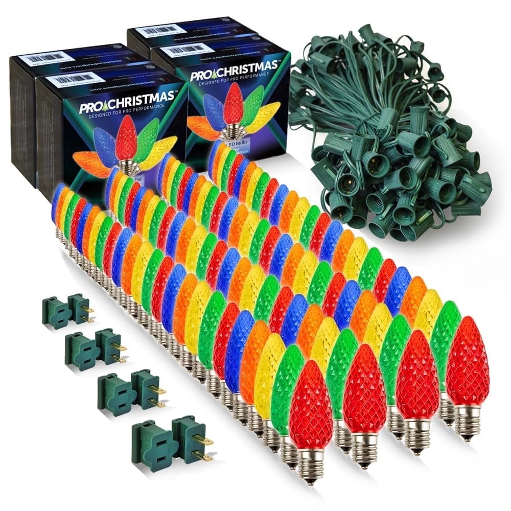 Pro Christmas C9 LED Christmas Light Kit 100ft 100 Multicolor Bulbs ...