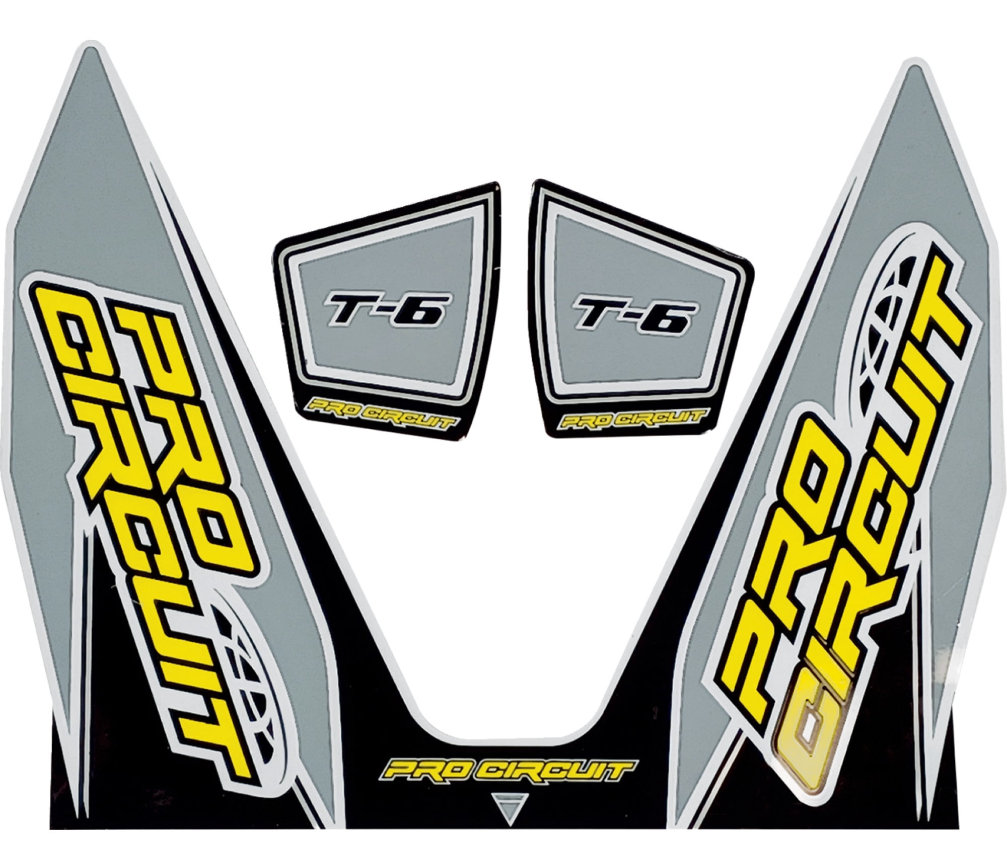Pro Circuit Grey/Yellow/Black T-6 Exhaust Decal Kit (DC22T6-GRAY ...