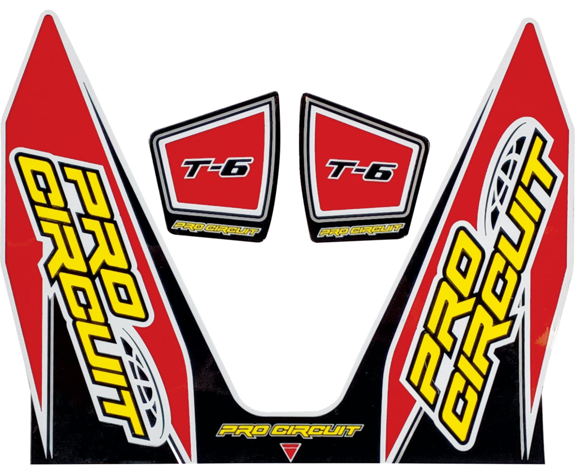 Pro Circuit Red/Yellow/Black T-6 Exhaust Decal Kit (DC22T6-RED ...