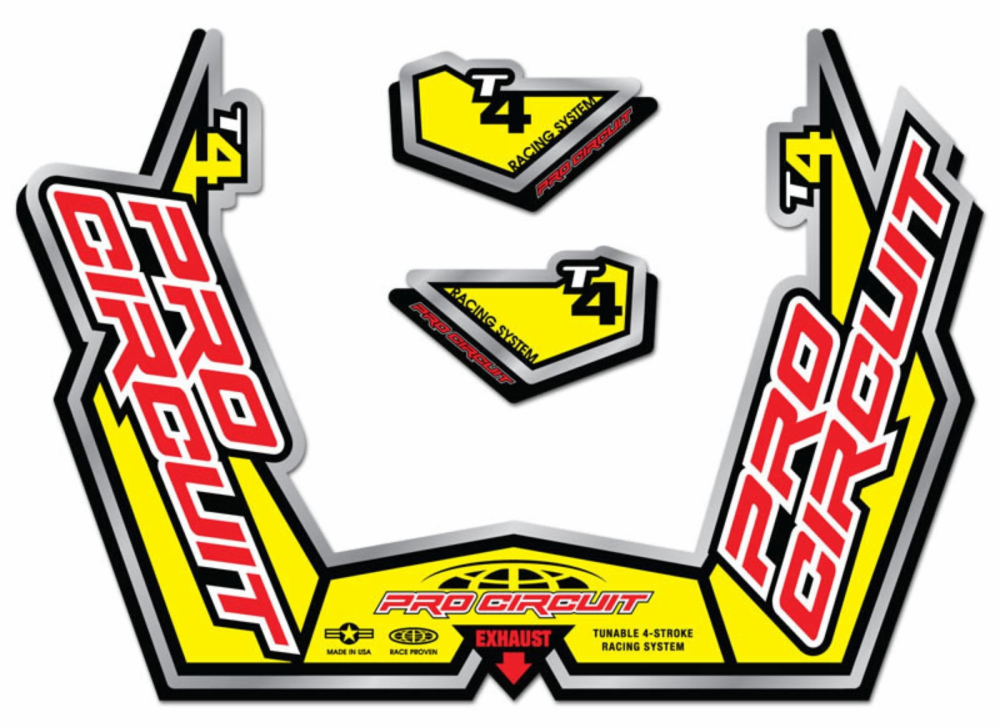 Pro Circuit Yellow/Red T4-GPR Exhaust Decal Kit (DC09T4GPR) - Walmart.com