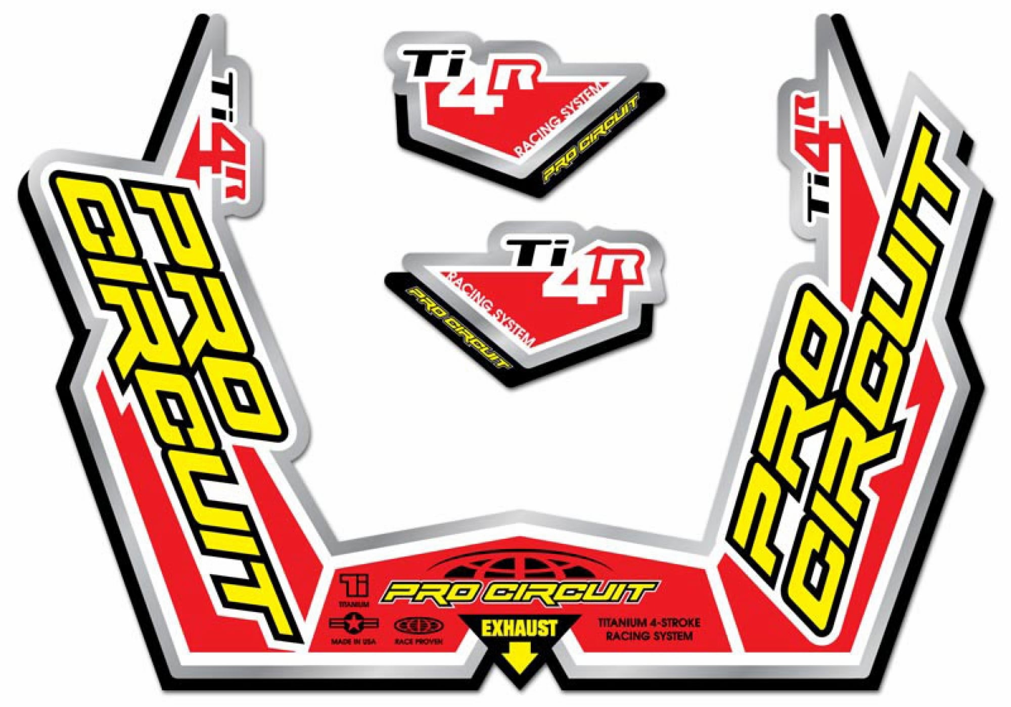 Pro Circuit Yellow/Red Ti-4R Exhaust Decal Kit (DC09TI4R) - Walmart.com