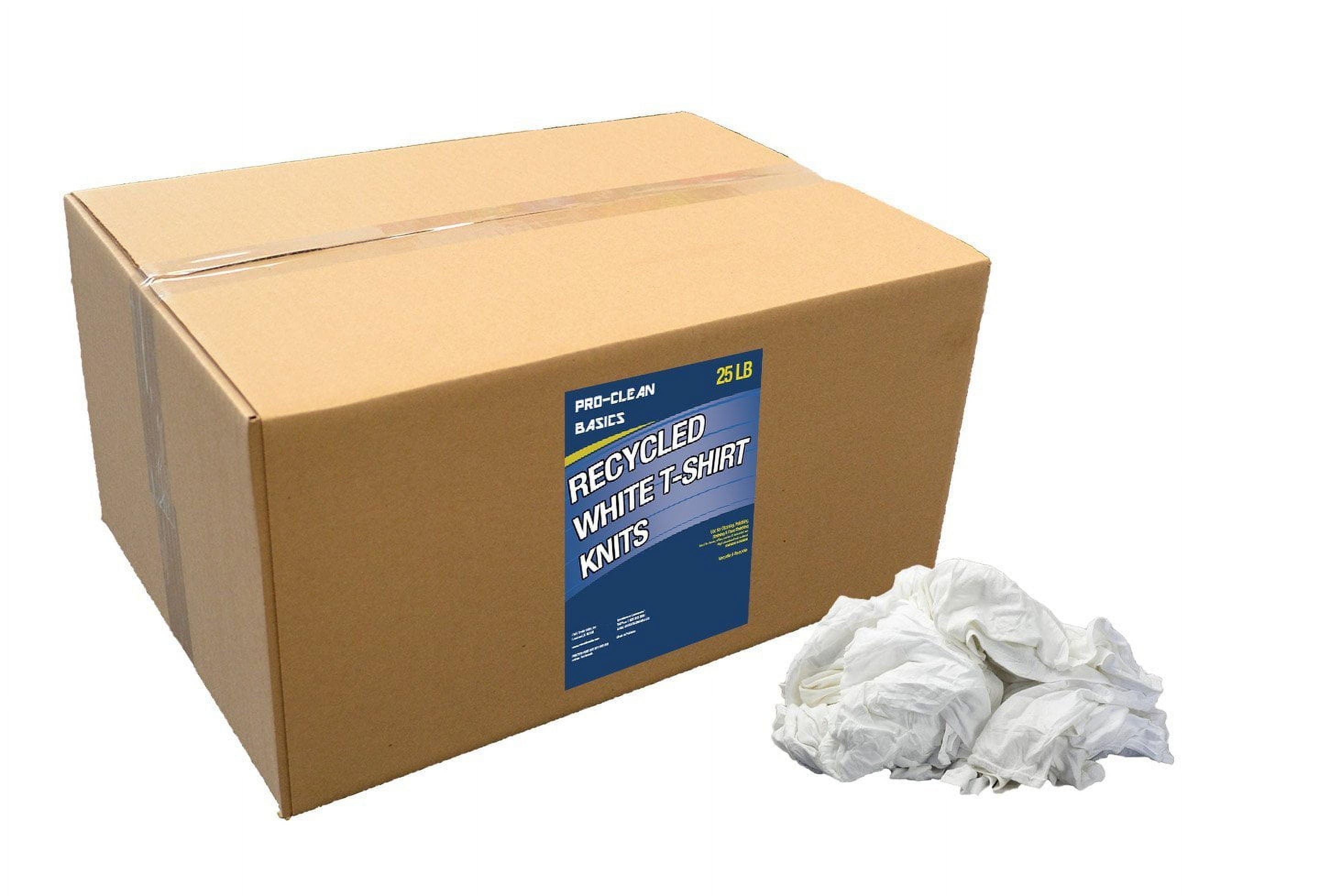 Pro-Clean Basics Reclaimed, Recycled White T-Shirt Rags, 15 lb. Box ...