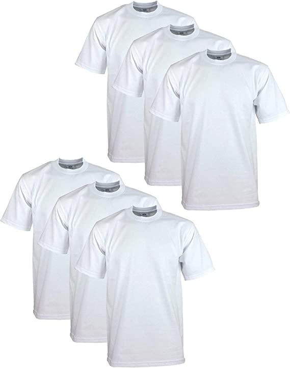 Pro Club Men's 6-Pack Heavyweight Cotton Short Sleeve Crew Neck T-Shirt ...