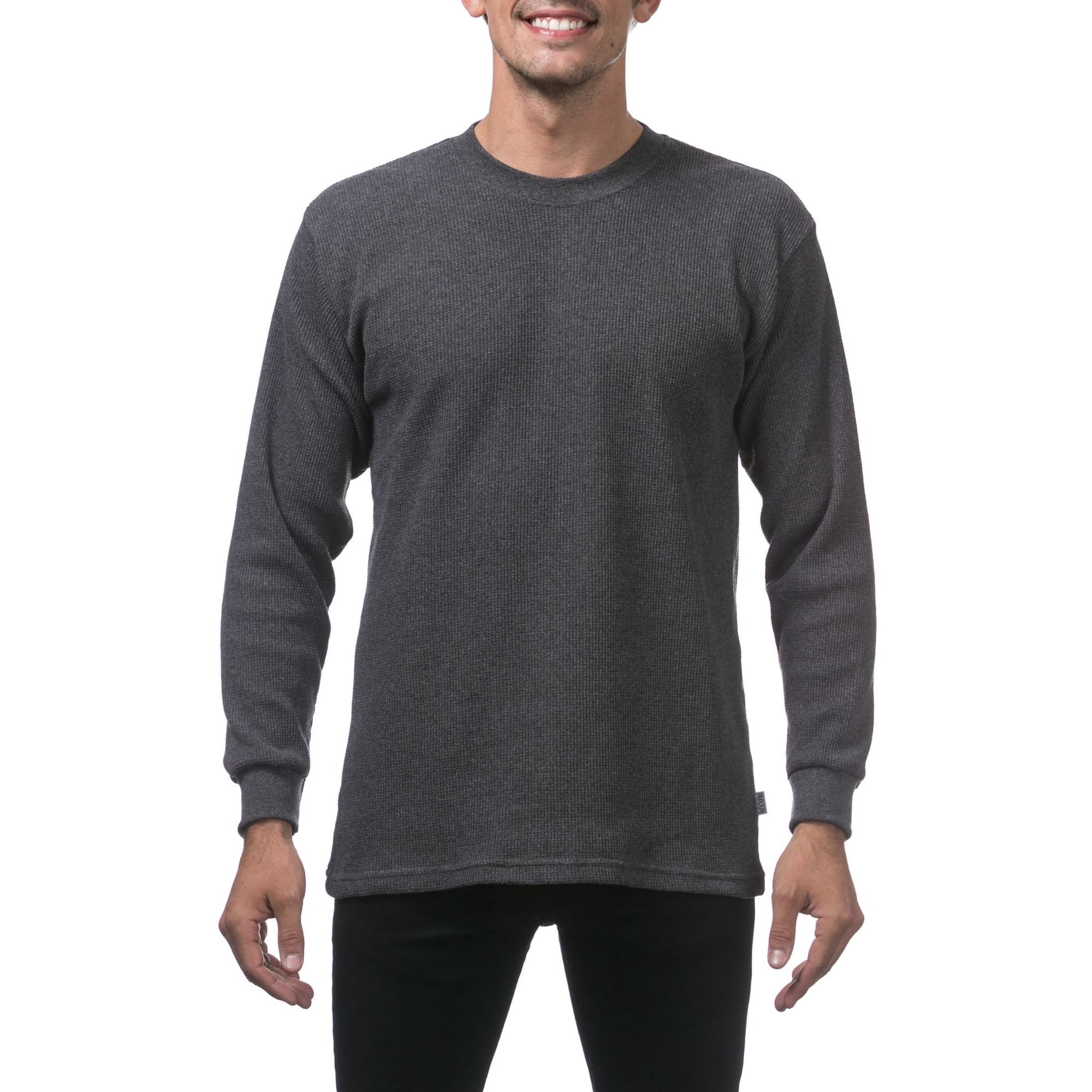 Pro Club Men's Heavyweight Cotton Long Sleeve Thermal Shirt - Charcoal ...