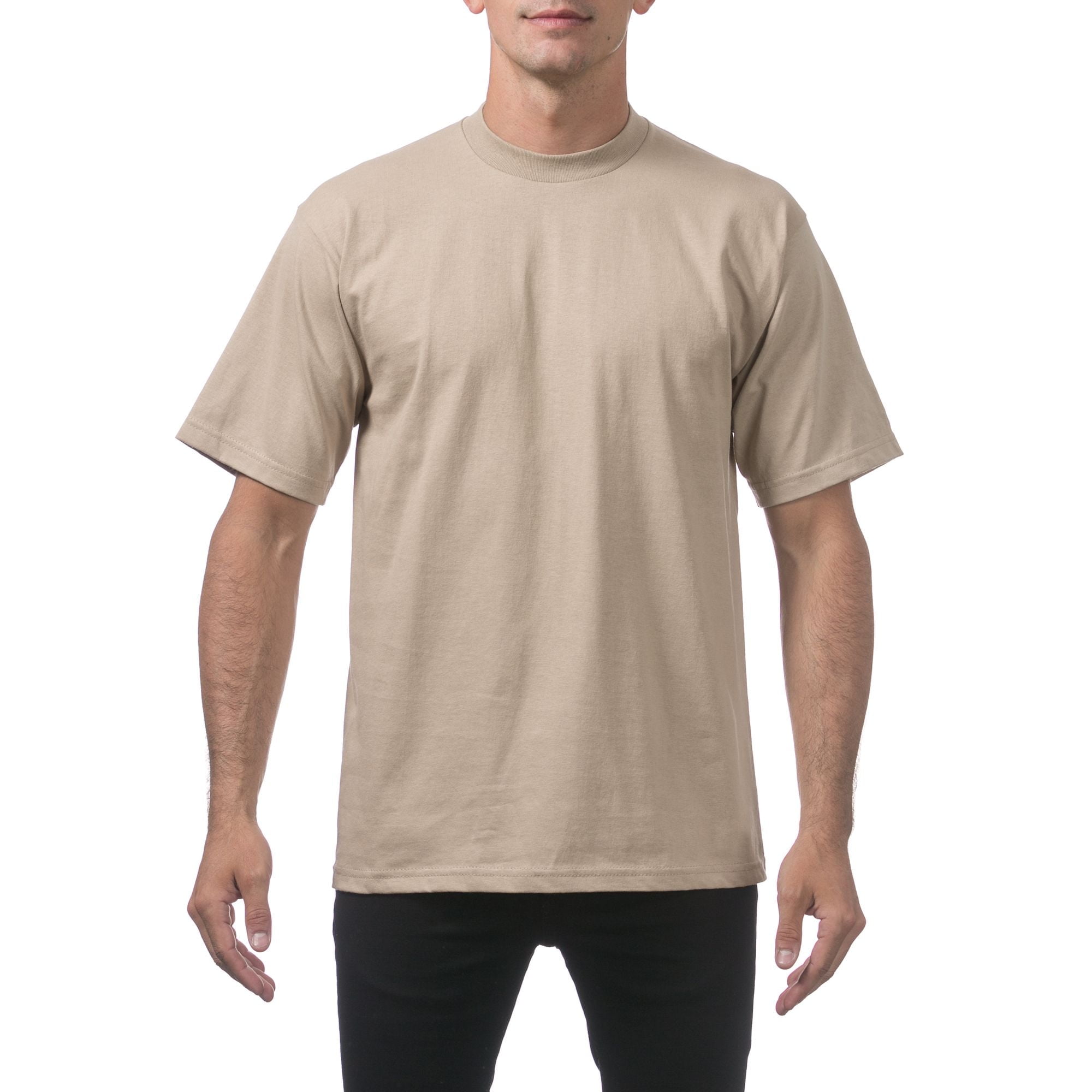 Pro Club Men's Heavyweight Cotton Short Sleeve Crew Neck T-Shirt-KHK-S ...