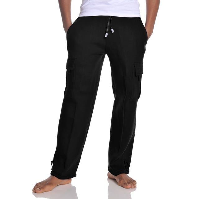 Pro Club Men's Heavyweight Fleece Cargo Sweatpant, Black, Large ...