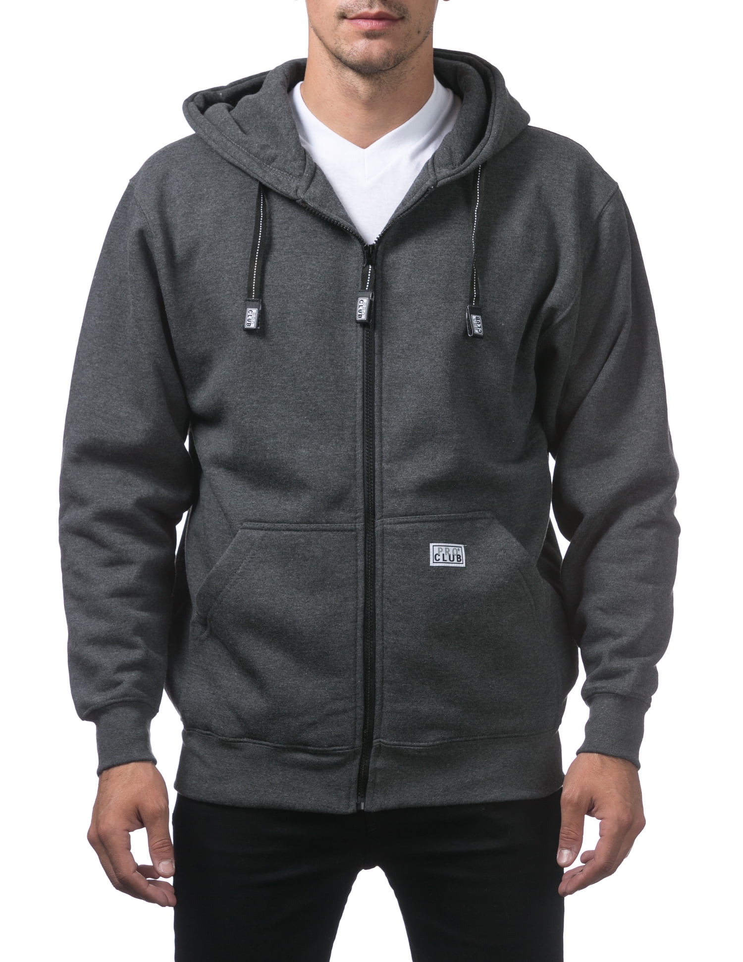 Pro Club Men's Heavyweight Full Zip Fleece Hoodie Charcoal Grey ...