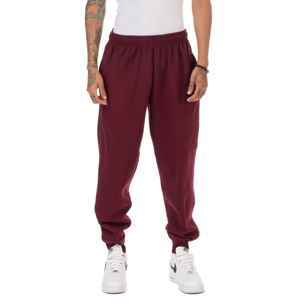 Pro Club Men's Mediumweight Jogger Fleece Long Pants - Maroon - Large ...