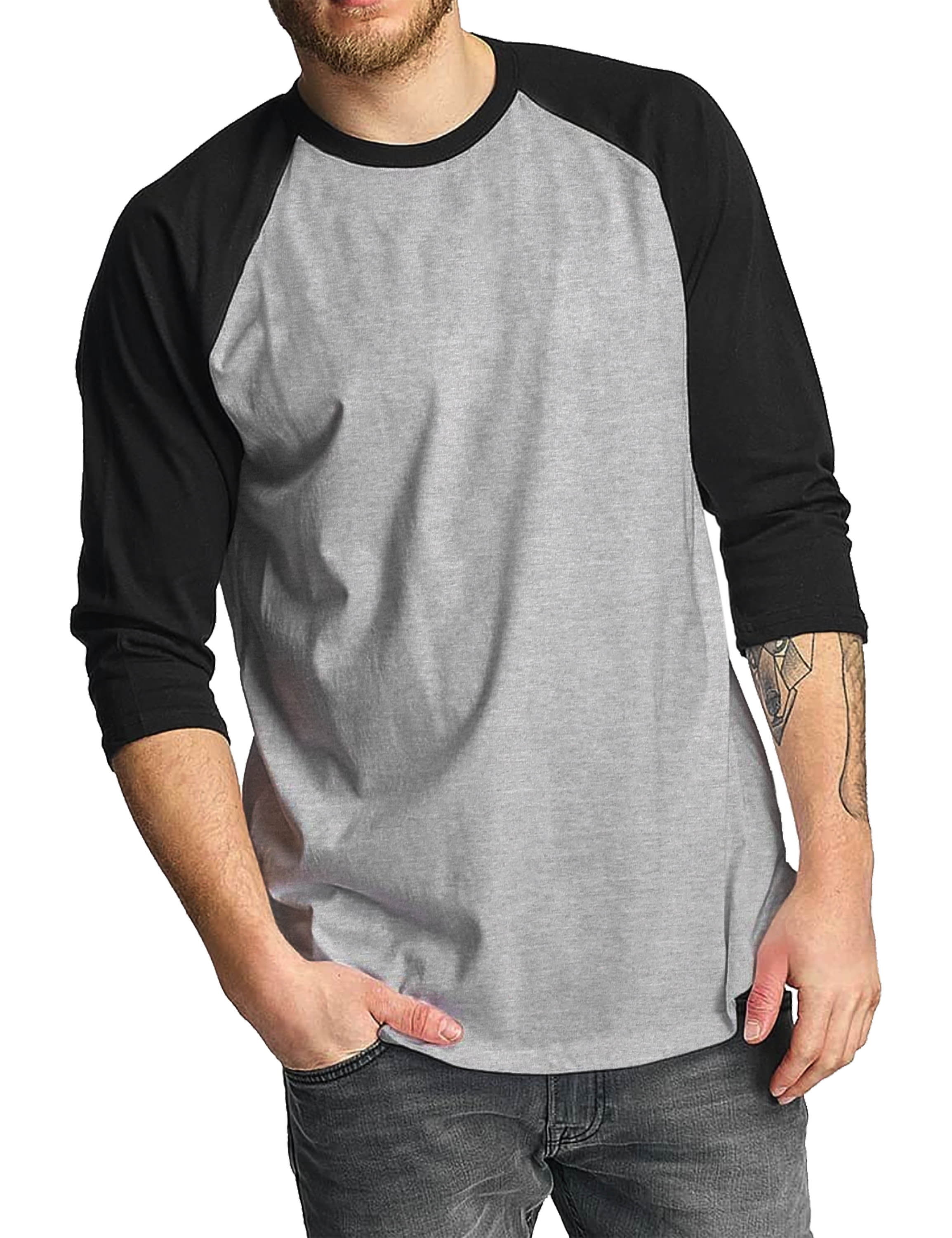 Pro Club Mens Baseball Raglan 3/4 Sleeve Casual Raglan Active Cotton ...
