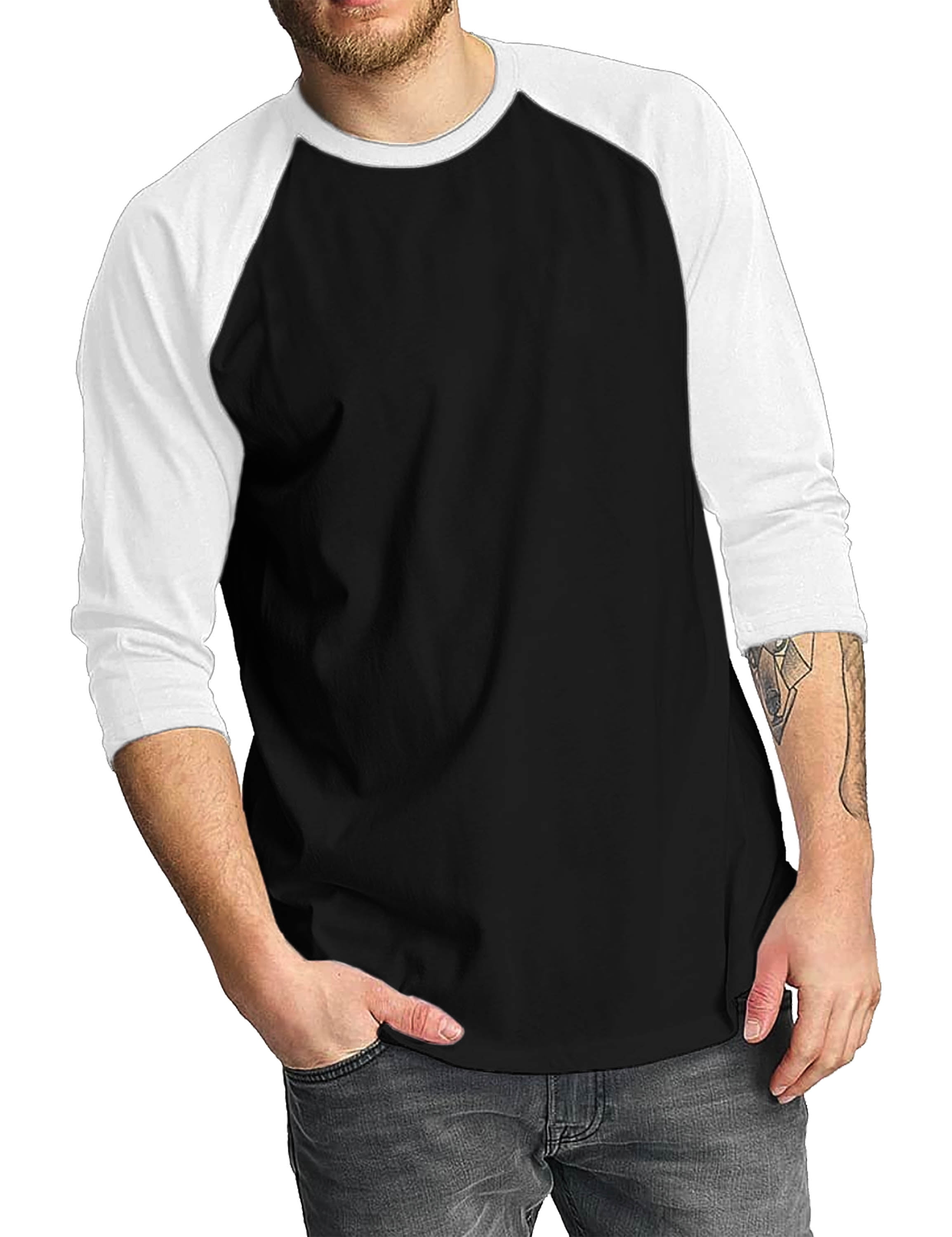 Pro Club Mens Baseball Raglan 3/4 Sleeve Casual Raglan Active Cotton ...