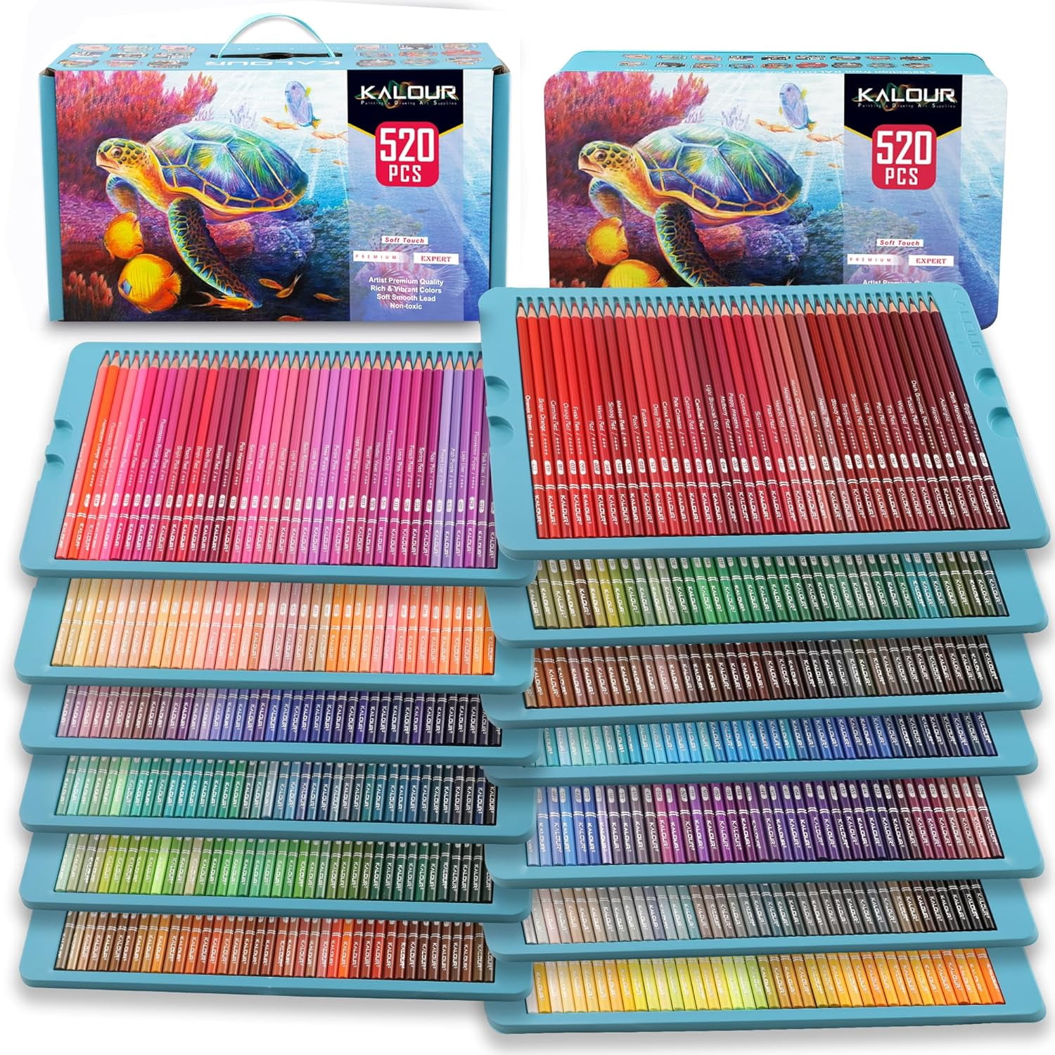 Pro Colored Pencils,Set of 520 Colors,Artists Soft Core with Vibrant ...