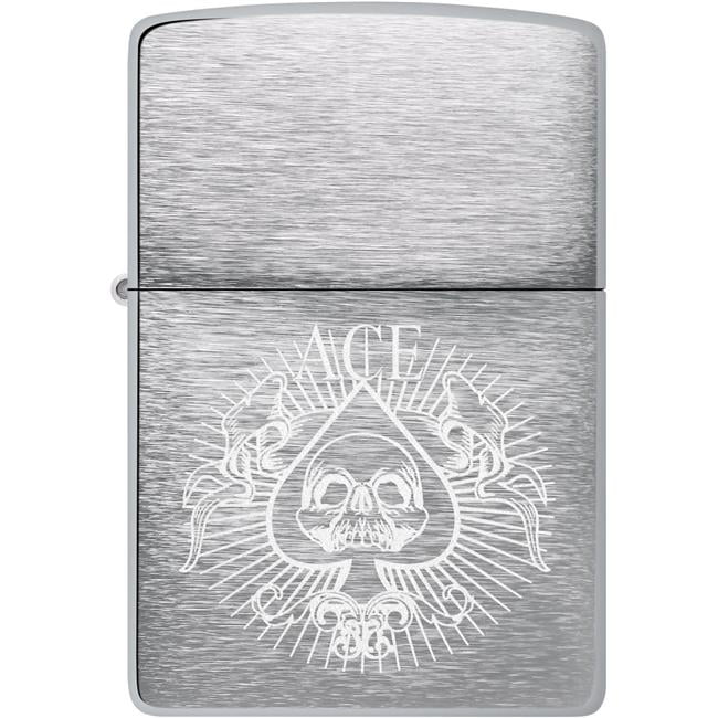 Pro-Cut ZIP-48500 2022N Zippo Price Fighter 200 Spade Skull Design Brushed Chrome Lighter ...