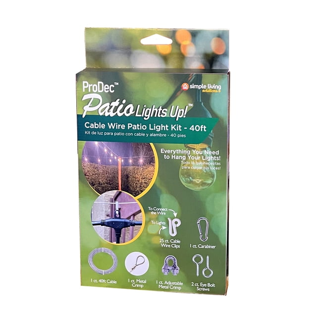 Pro Dec Silver 40' Cable Wire Patio Light Hanging Kit for Outdoor Use ...