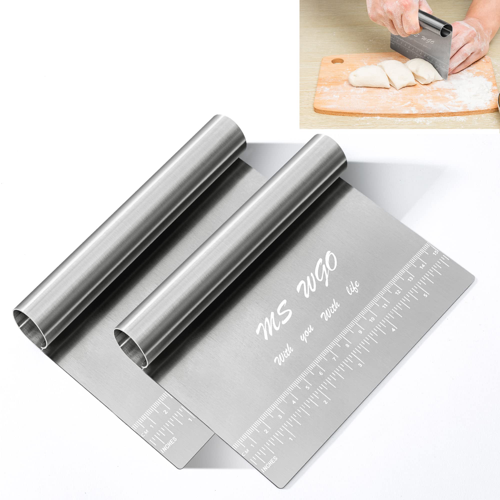 Pro Dough Pastry Scraper/Cutter/Chopper Stainless Steel Mirror Polished ...