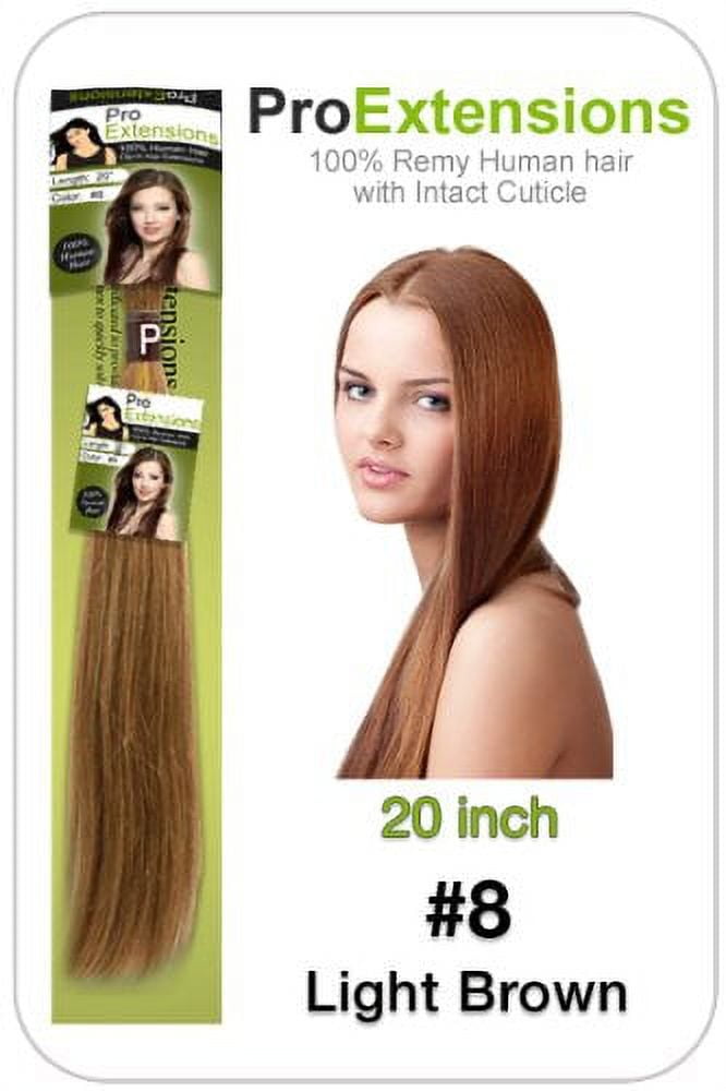 Pro Extensions 10" Clip-in Human Hair, #8 Light Brown 50g - Walmart.com