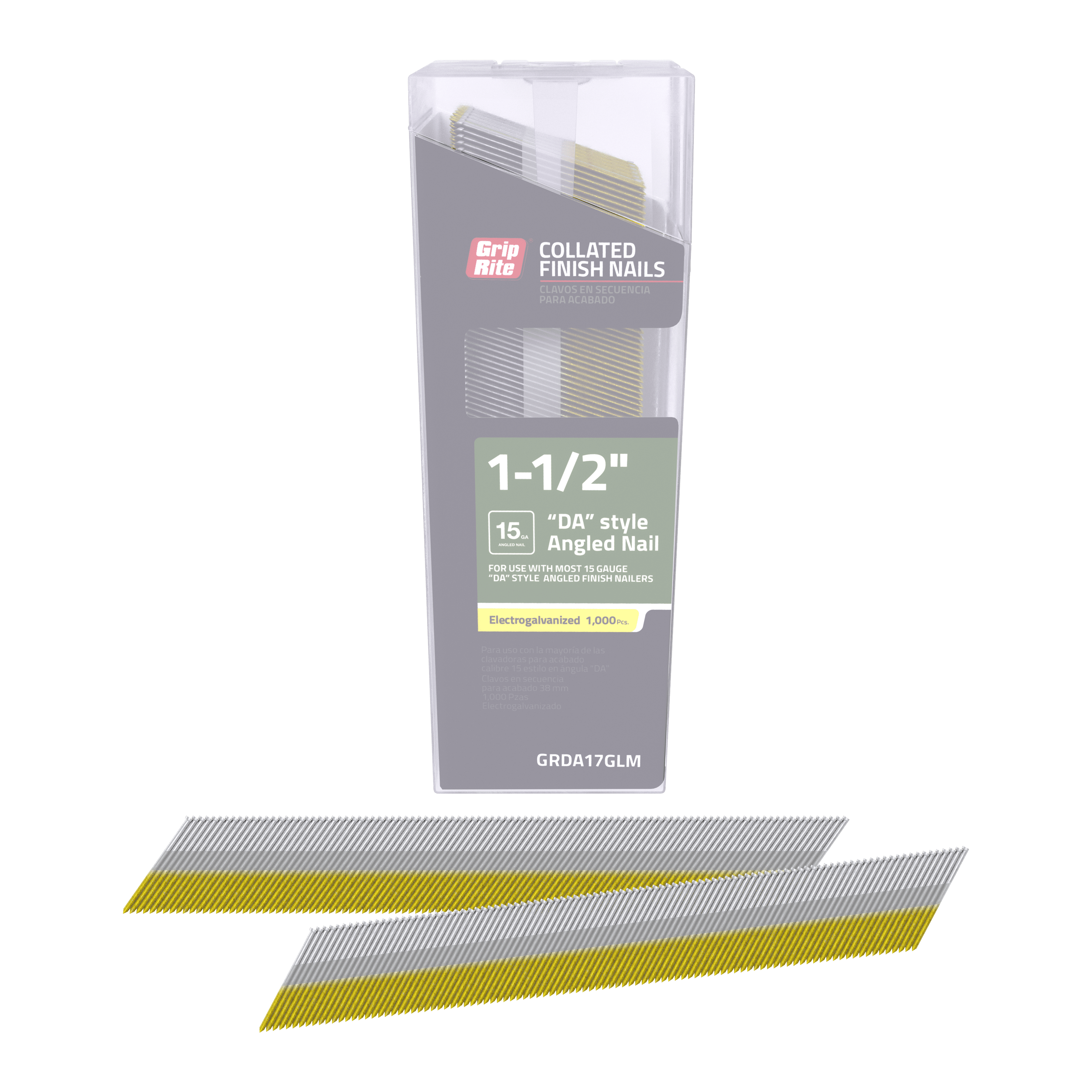 Grip-Rite DA-Finish Nail 15GA 1-1/2" Galv 1M - Walmart.com