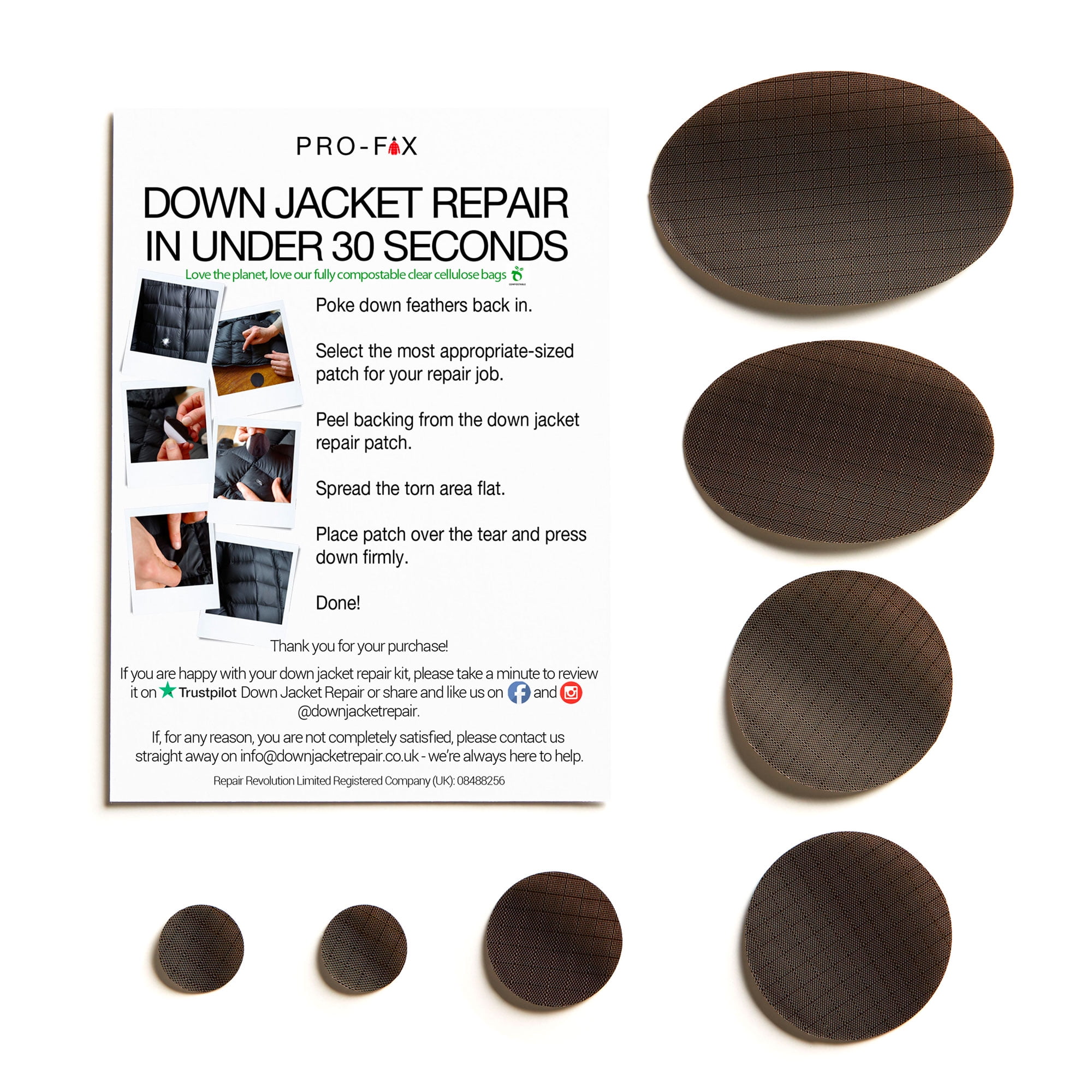 Pro-Fix Nylon Mending Fabric Self-Adhesive Down Jacket Repair Patches ...