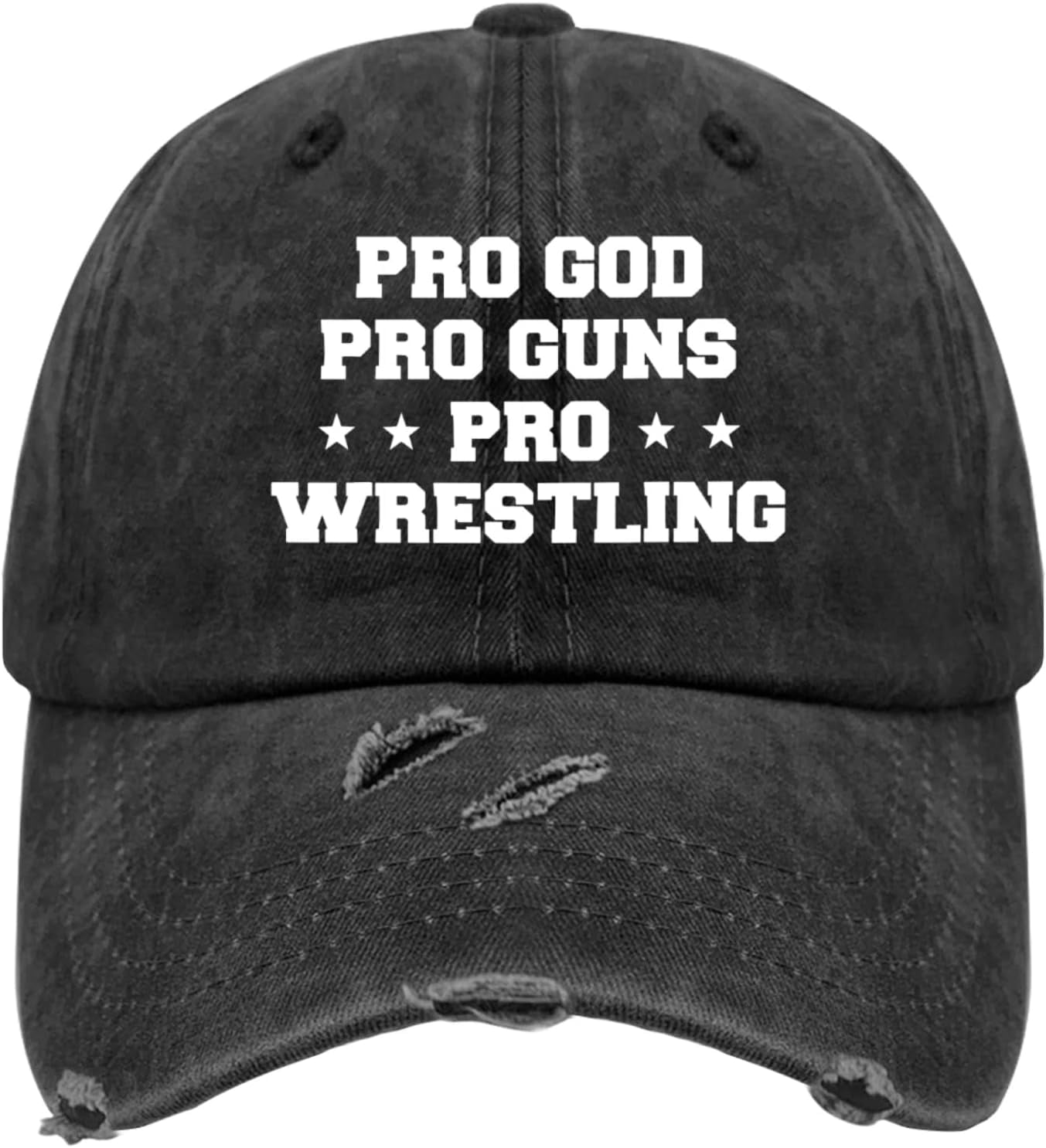 Pro God Pro Guns Pro Wrestling Hats for Men Washed Distressed Baseball ...