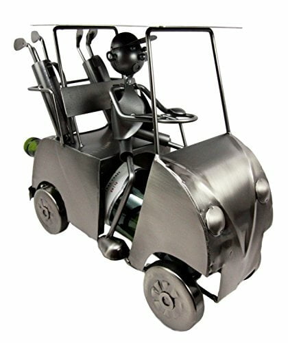 Pro Golfer Riding Golf Cart Hand Made Recycled Metal Wine Bottle Holder ...