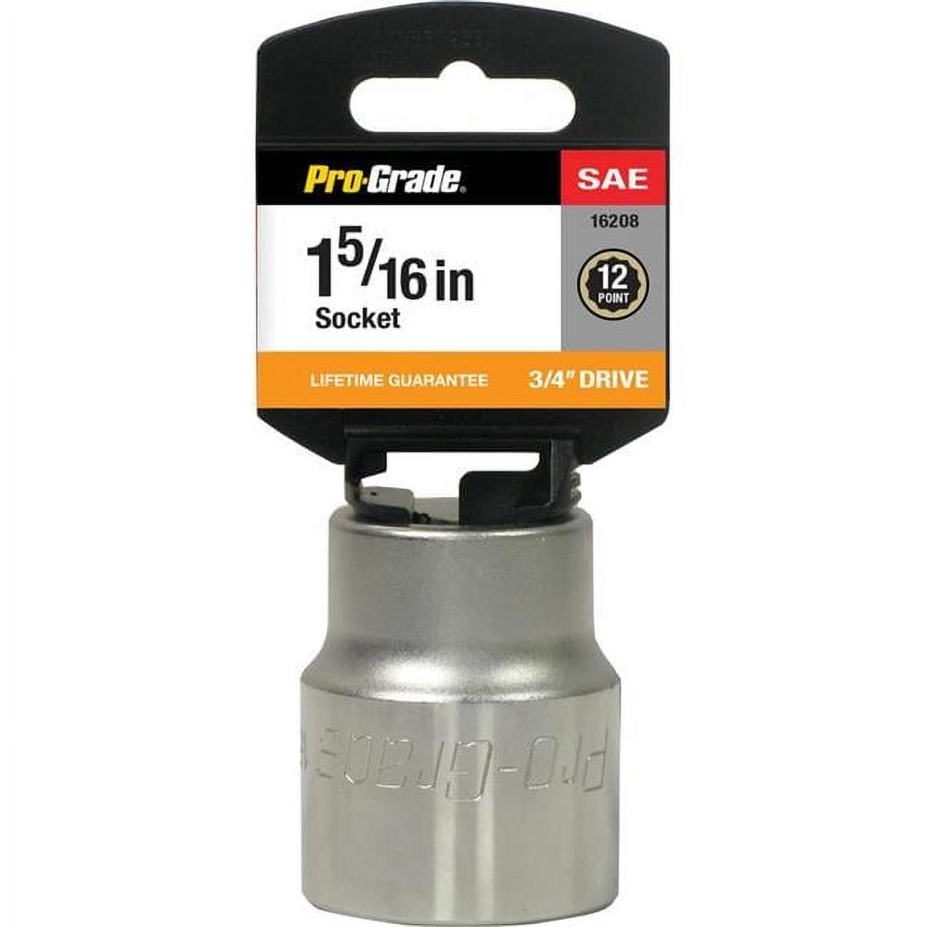 Pro-Grade 3/4in Drive 12 Pt. 1-1/4in Socket, Chrome Vanadium, Chamfered ...
