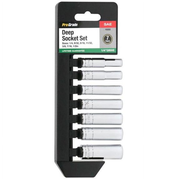 Pro-Grade 19202 0.25 in. Drive SAE Deep Socket Set with Rail - 7 Piece ...