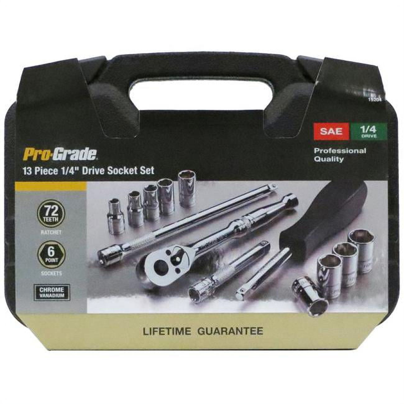 Pro-Grade 19204 0.25 in. Drive SAE Socket Set in Case - 13 Piece ...