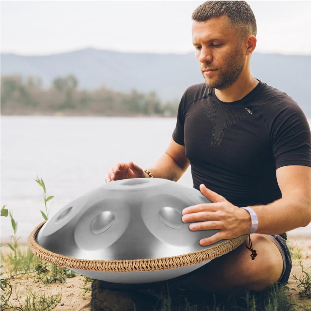 Pro-Grade 22" Handpan Package - 9 Tone D Scale Steel Drum Set with Stand & Storage Solutions ...