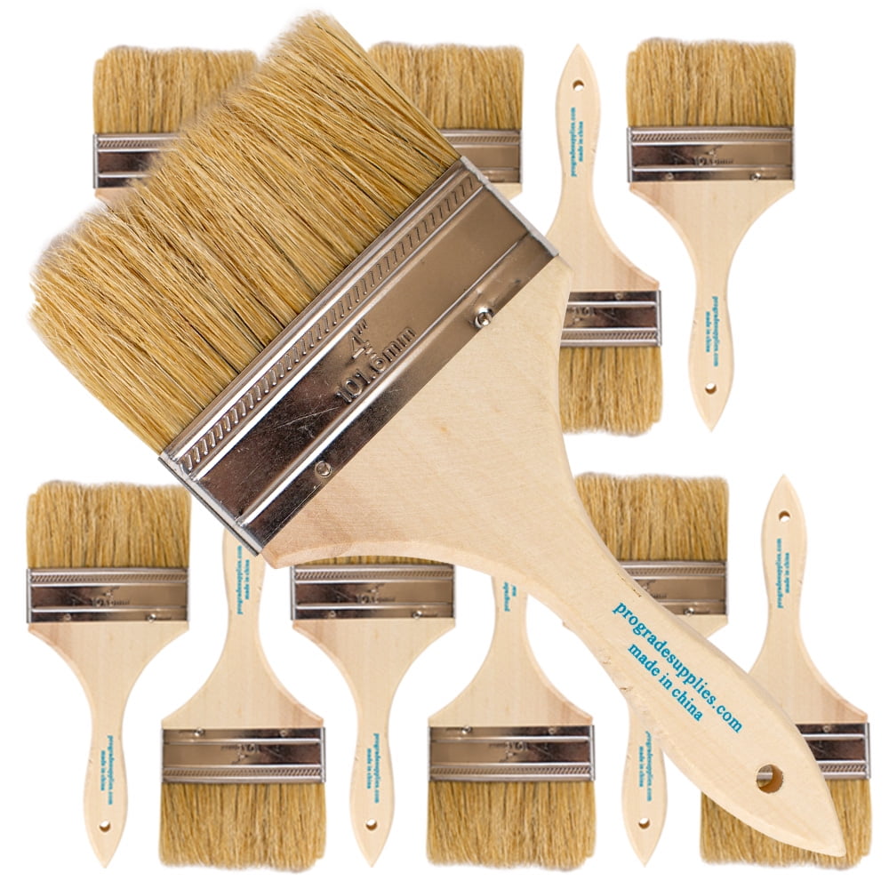 Pro Grade 4 inch Economy Flat Chip Brush, 12 Pack, Natural China ...