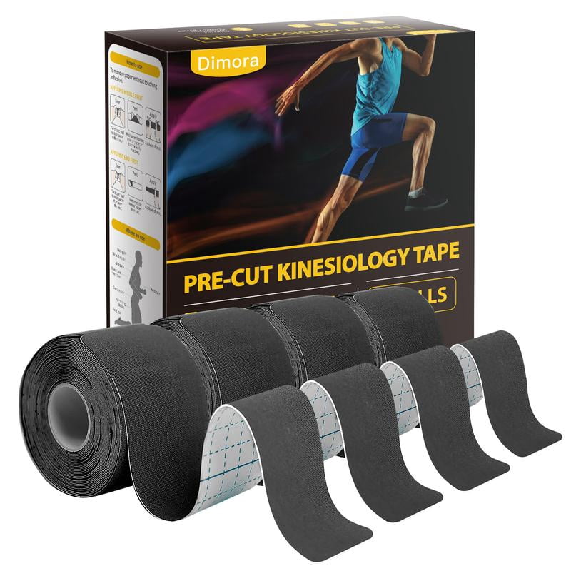 Pro-Grade Kinesiology Tape 4 Rolls - Cotton Elastic Sports Tape for ...