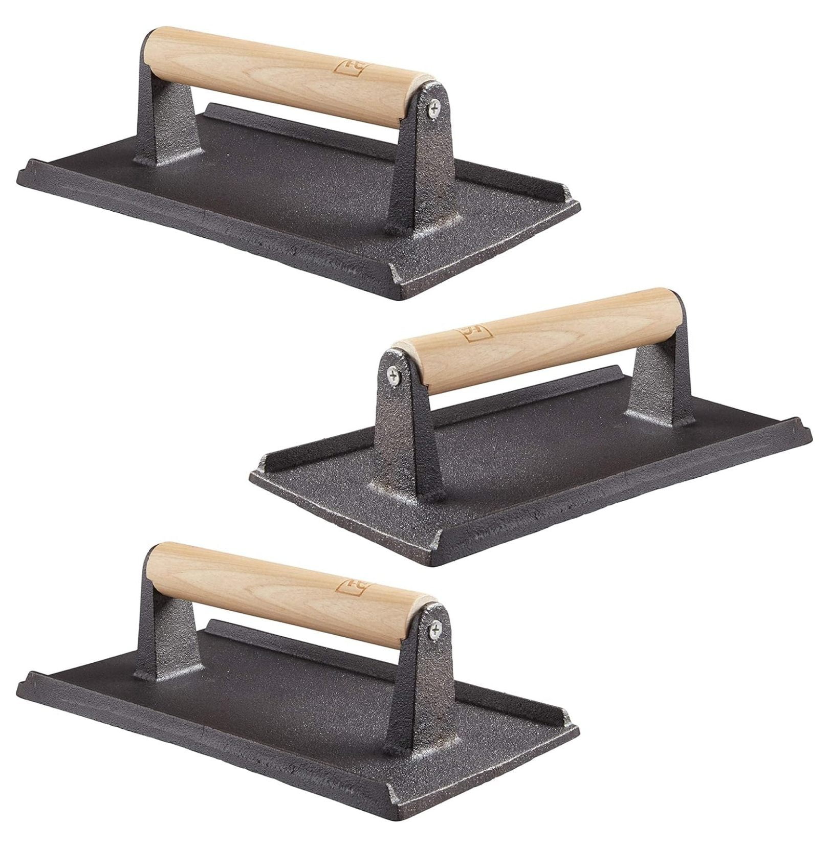 Pro Grade, Pre Seasoned Cast Iron Grill Weight 3Pk. Heavy Duty Steak ...