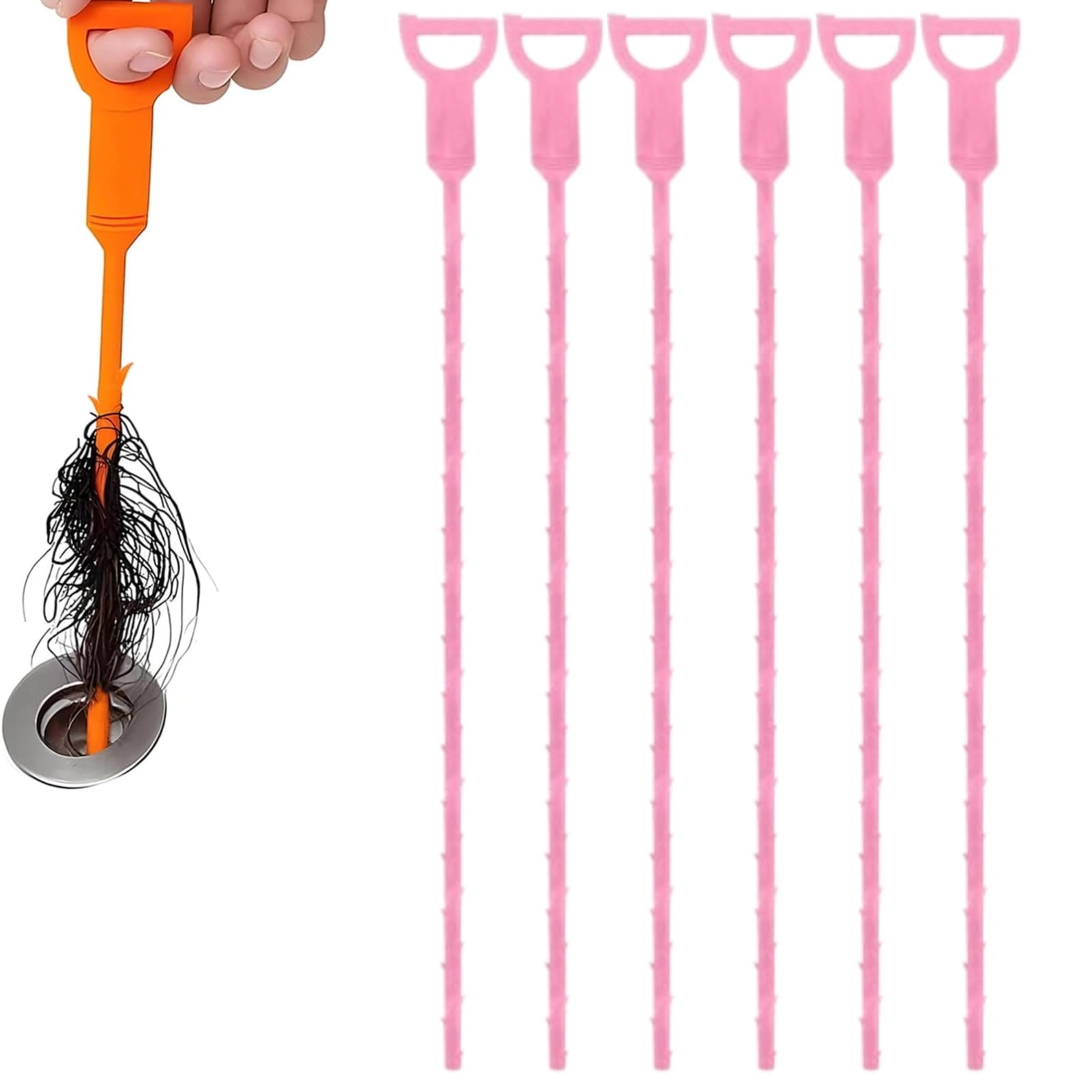 Pro-Grade Sink Snake Drain Cleaner (6 Pack) - Bendable Design for Tight ...