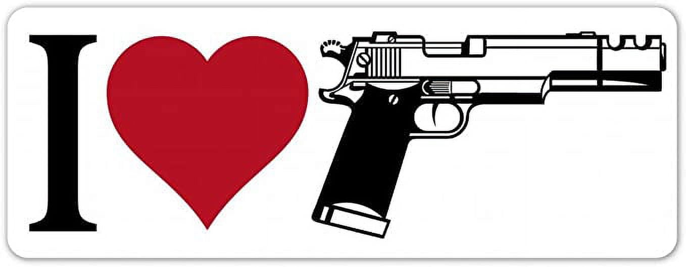 Pro Gun I Love Heart Gun Vinyl Decal Laptop Bumper Sticker 3 Inches X 8 ...