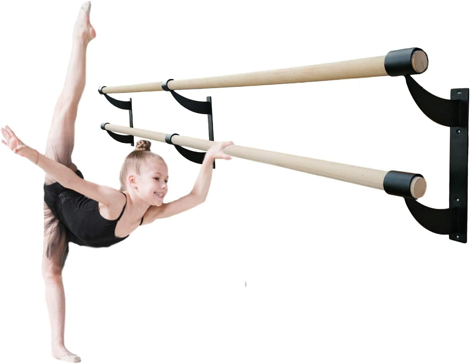 Pro-Gymnastics Ballet Barre 3 FT Long Double Bar Black 2.0” Diameter ...