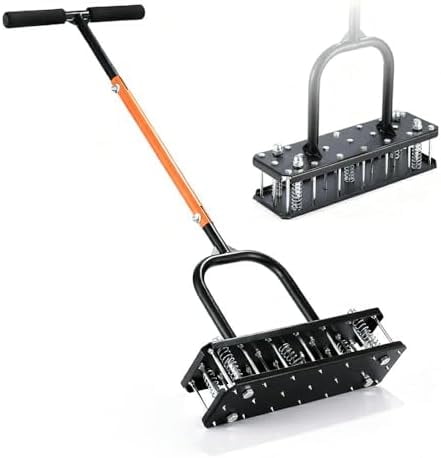 Pro Lawn Aerator Tool – Grass & Yard Aerator, 21 Iron Spikes, Ergonomic ...