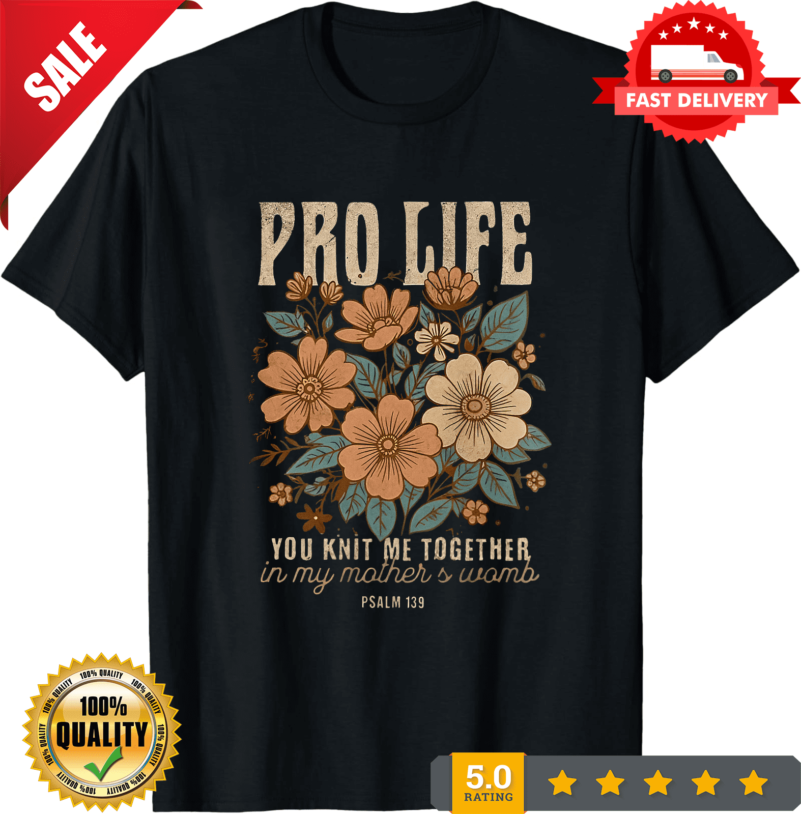 Pro Life Christian Shirt, Christian Religious Graphic Wildflower Tee ...