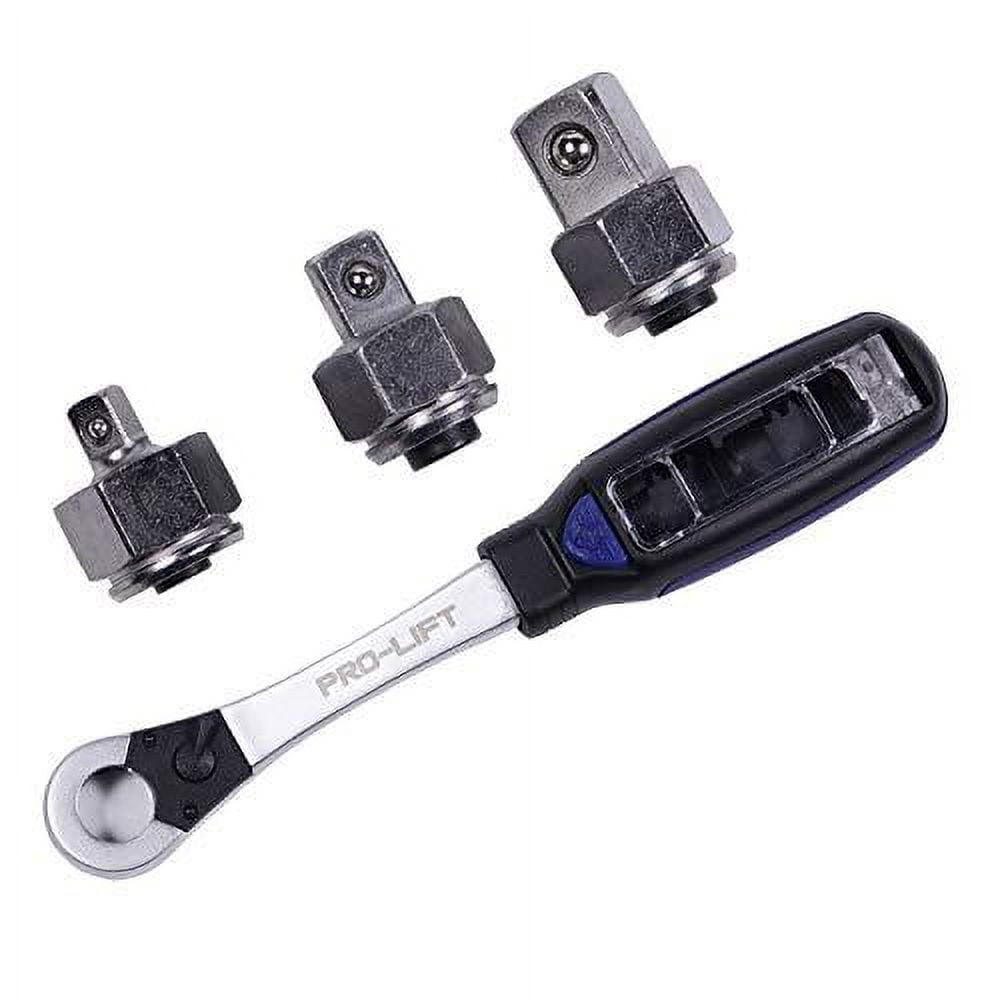Pro-Lift 3 in 1 go through ratchet wrench handle - 3-pcs drive adaptor ...