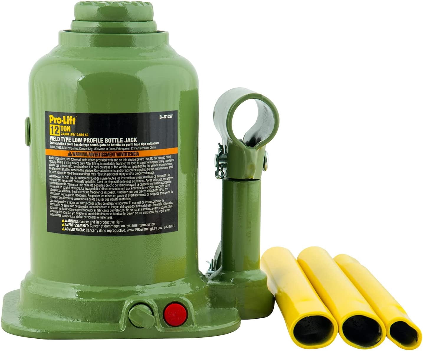 Pro-Lift B-S12W Welded Bottle Jack 12 Ton - Low Profile (24,000 Lbs ...