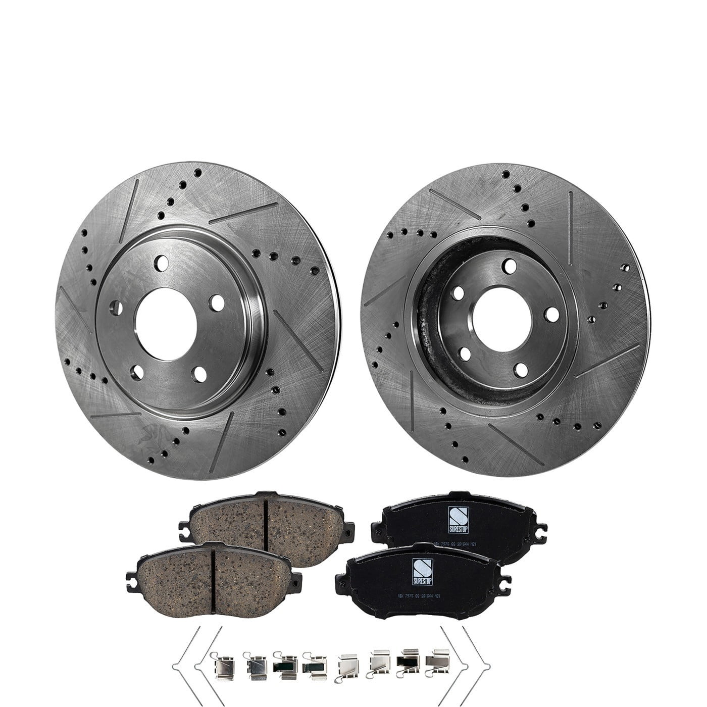 Pro-Line Cross-drilled & Slotted Ceramic Front Brake Disc and Pad Kit ...