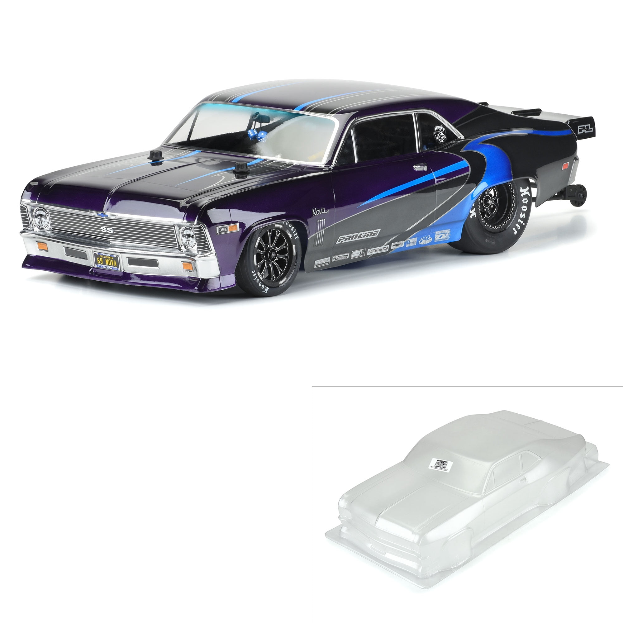 Pro-Line Racing 1969 Chevy Nova Clear Body for 22S/Slash 2WD Drag Car ...