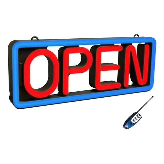 Pro-Lite LED Open Sign, Multicolor, 22"L x 8.25"H With Remote Go Green ...