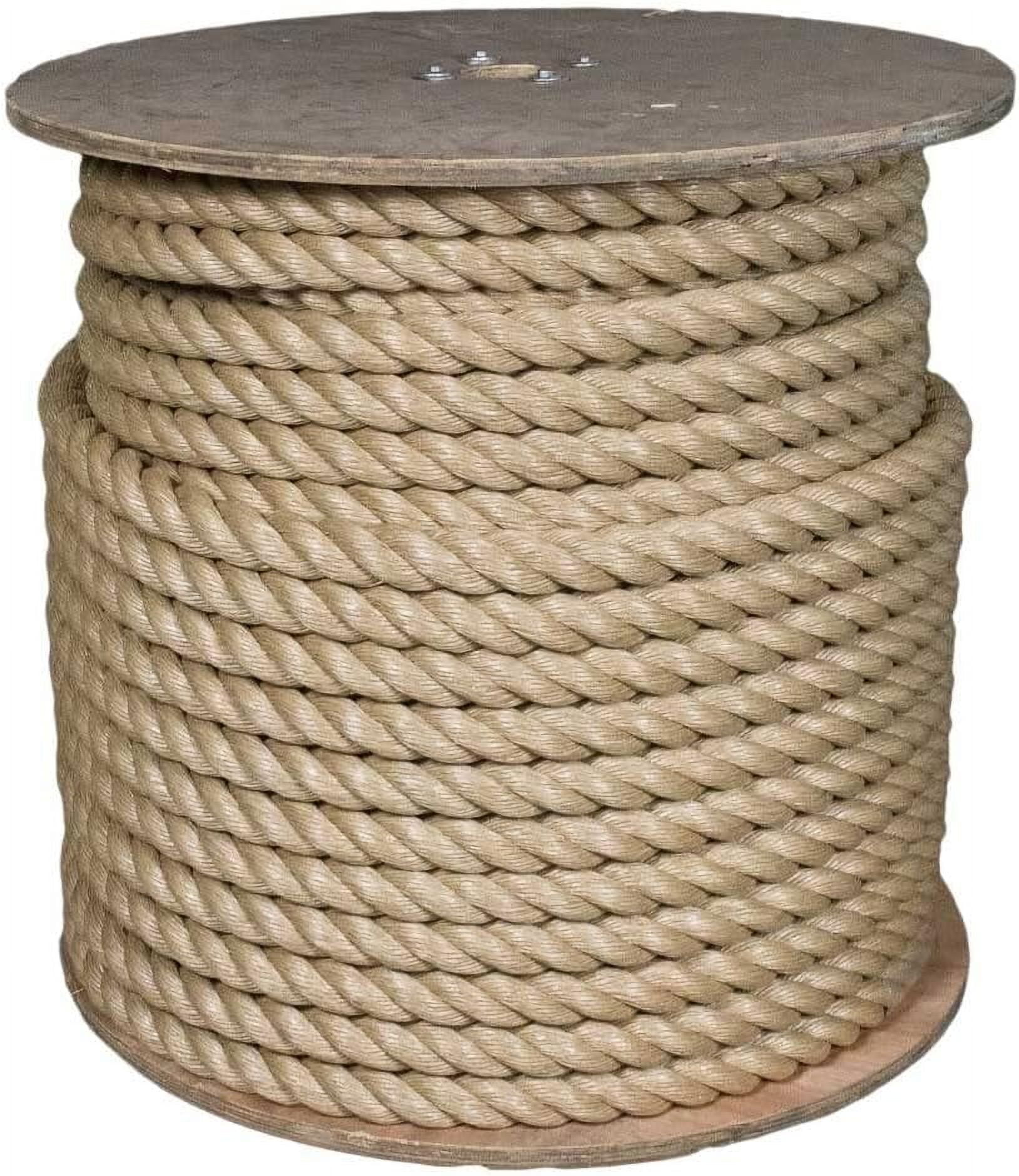| Pro-Manila Rope (UnManila) – 3 Strand Twisted Tan Cord – Diameter: 2 ...