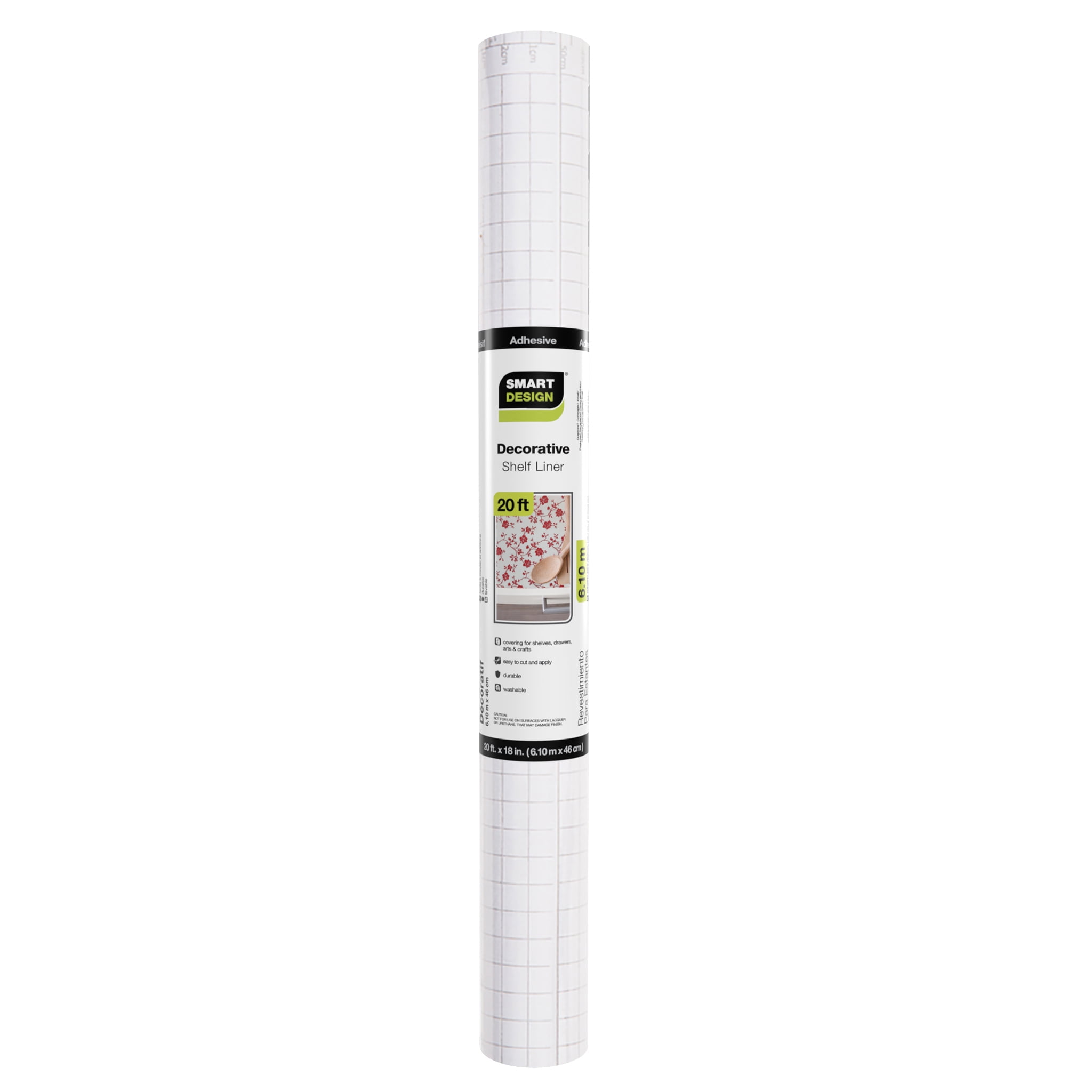 Smart Design Adhesive Shelf Liner - 18 Inch x 20 Feet - Easy Cut, Peel ...