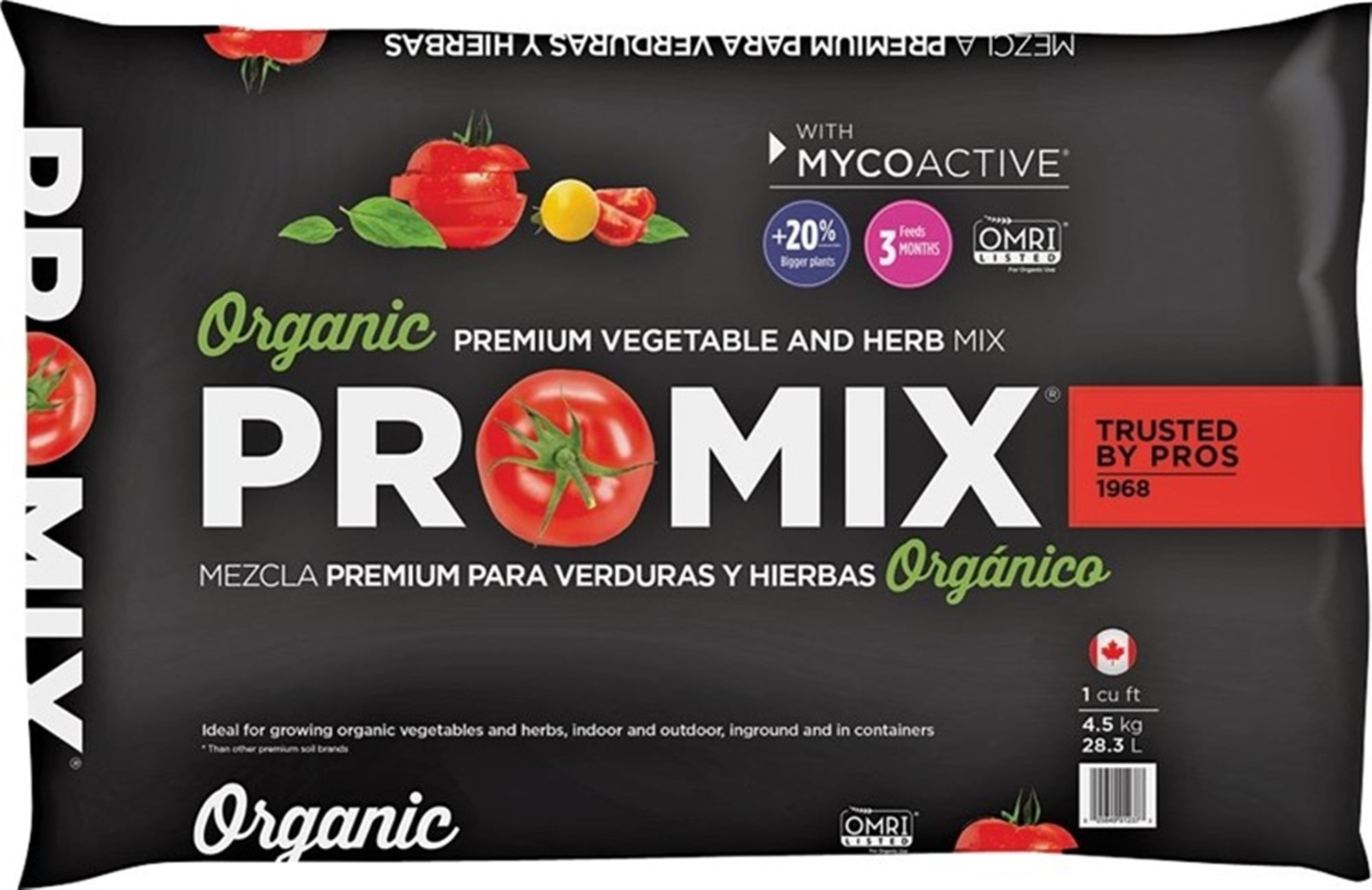 Pro-Mix Organic Vegetable and Herb Mix, Garden Soil for Plants, 1 cu-ft ...