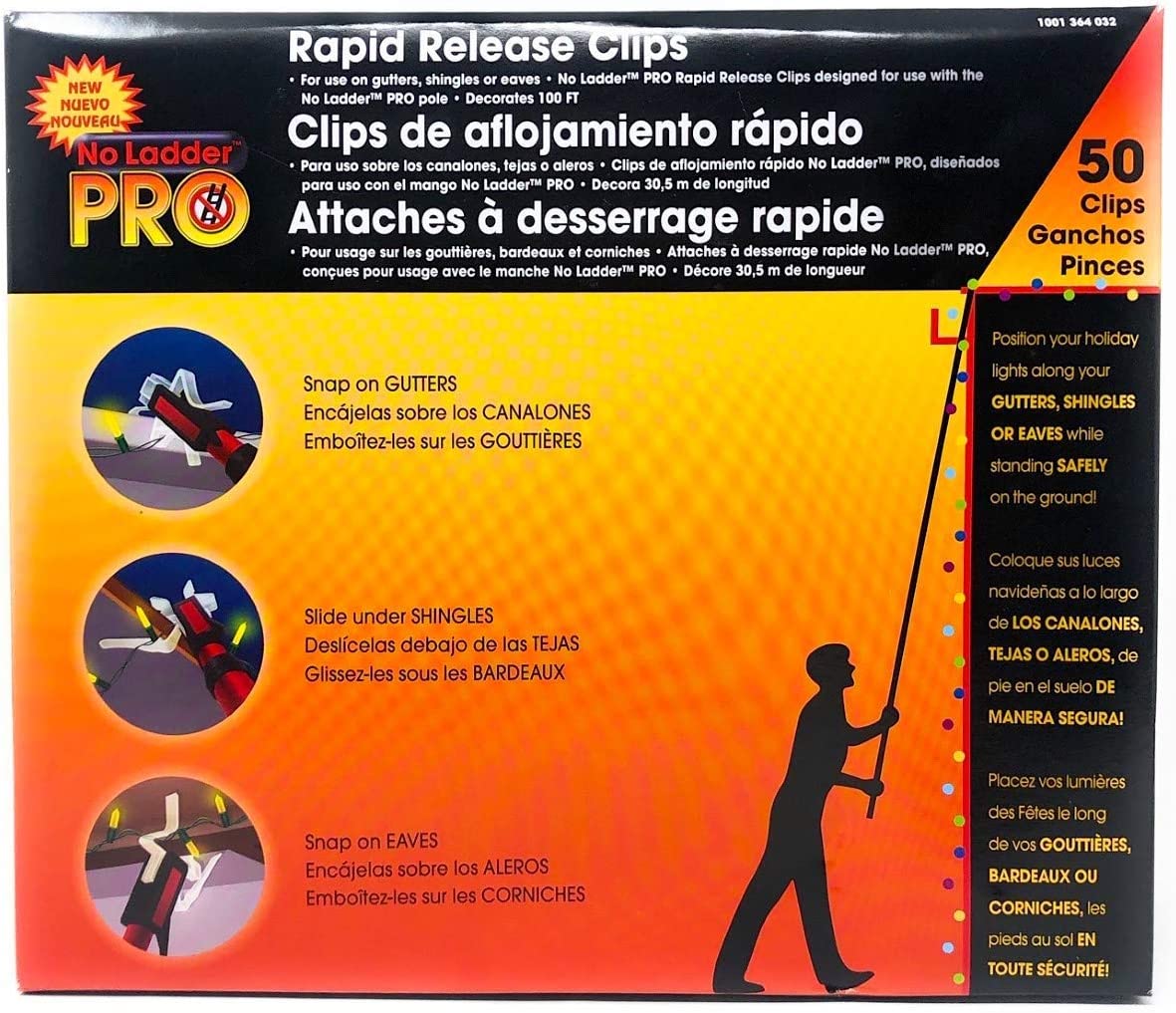 Pro No Ladder Rapid Release 50 Holiday Lights Gutter Clips Plastic ...