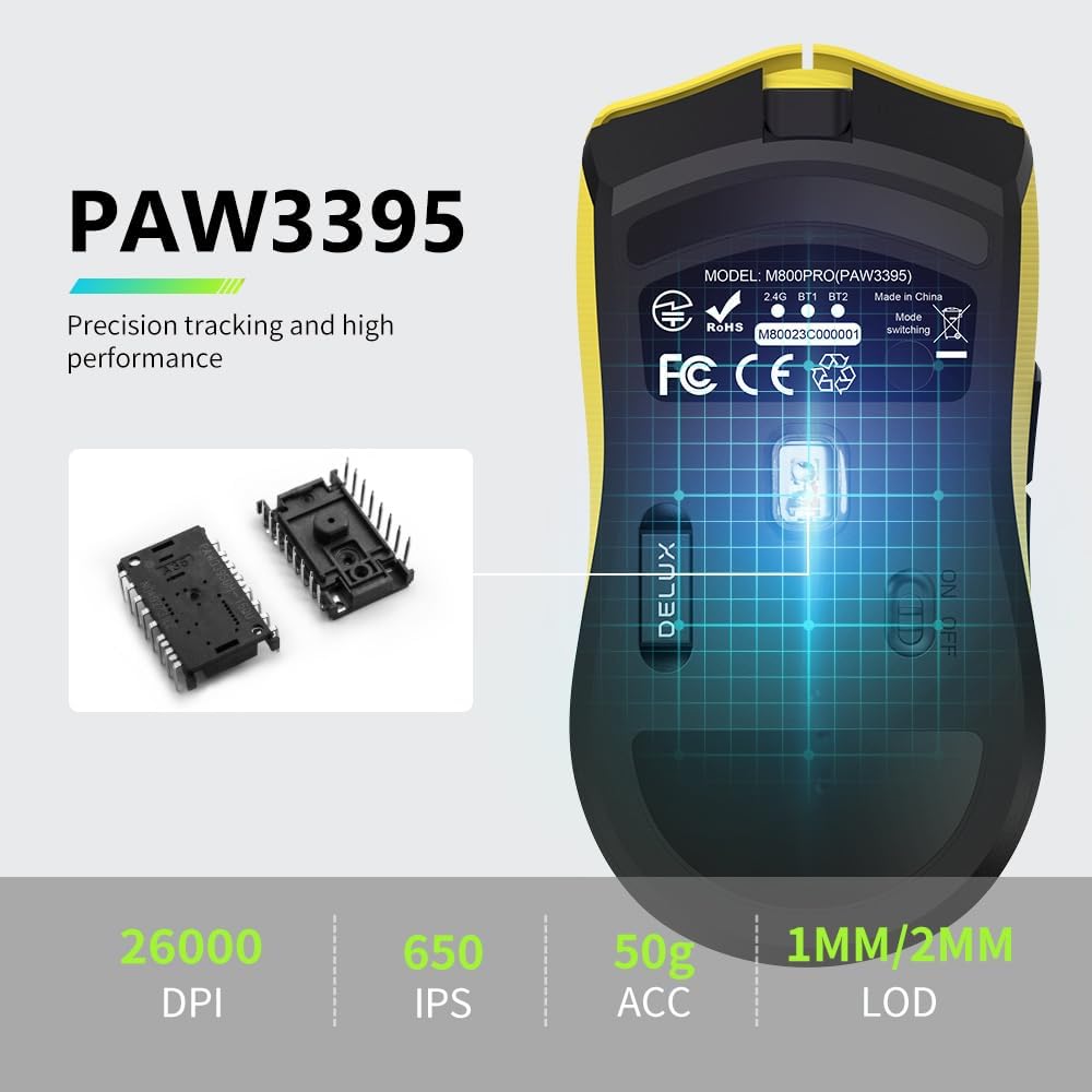 Pro Optical Sensor] 26000DPI, 650IPS, 50 ACC and 1mm/2mm LOD [Solid ...