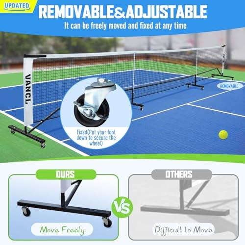 Pro Pickleball Net Portable with Wheels – 22ft Heavy Duty Pickleball ...