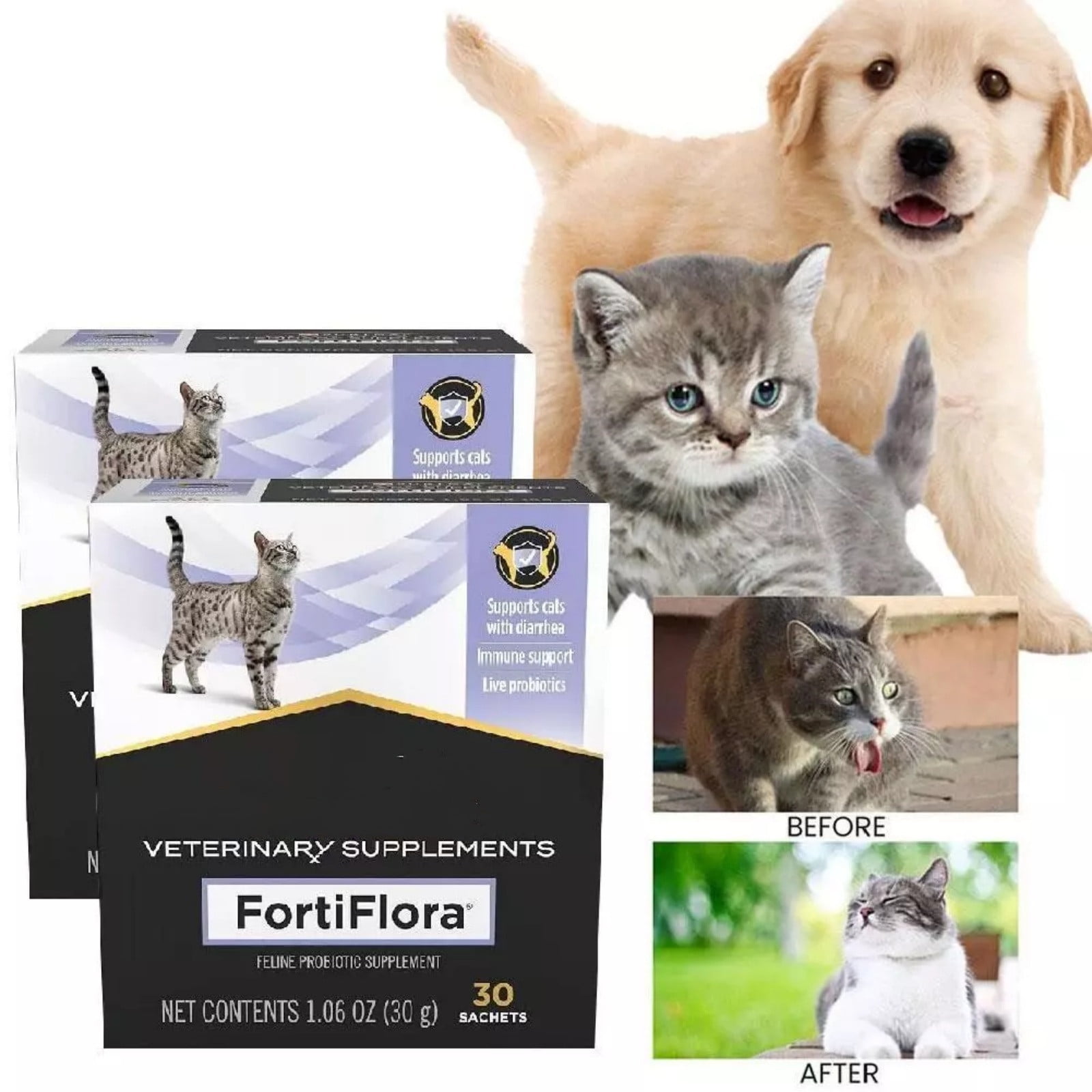 Pro Plan FortiFlora Cat Probiotic for Cats with Diarrhea - 30/pk Pack ...